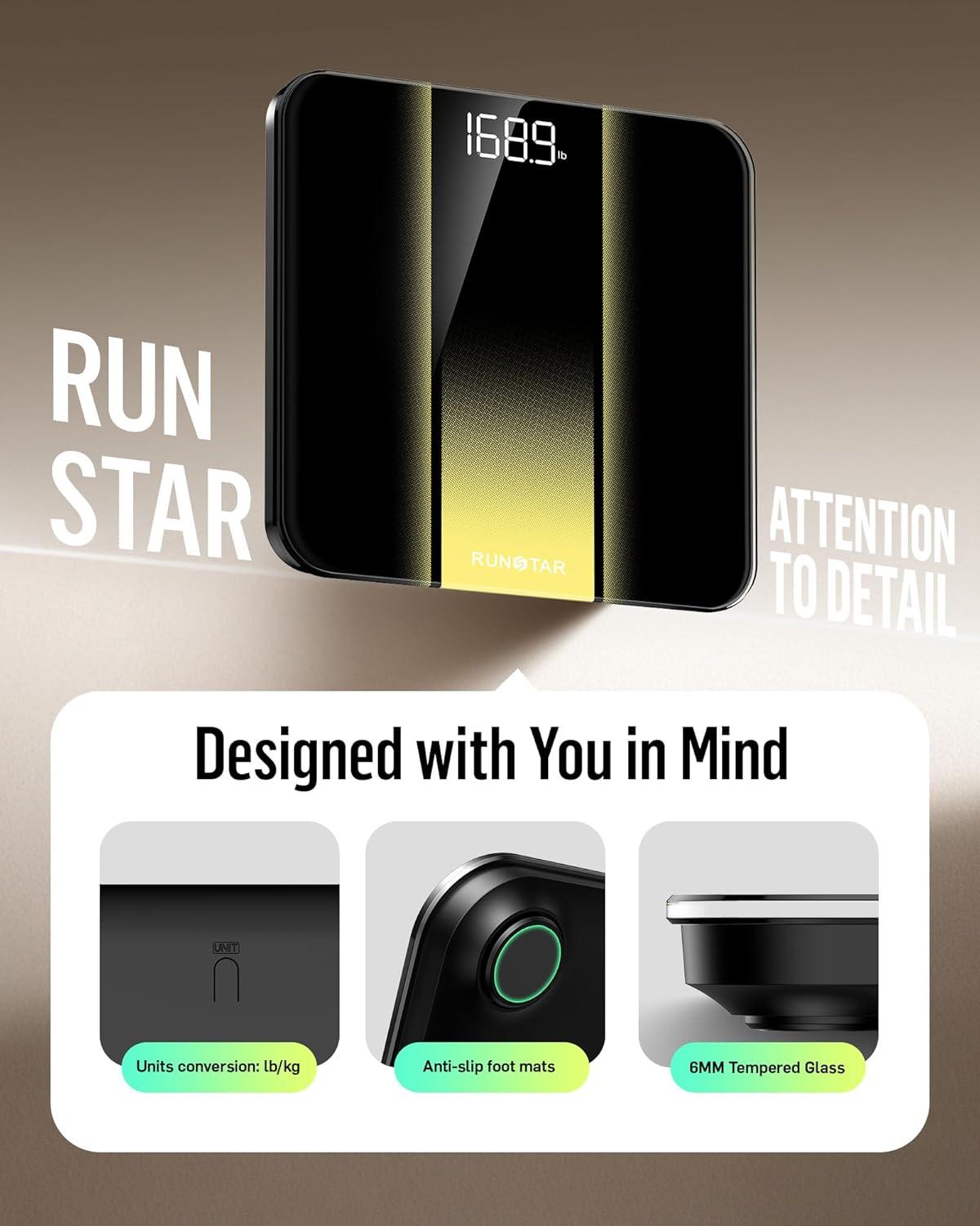 RunStar Digital Bathroom Scale for Body Weight with High Precision ...